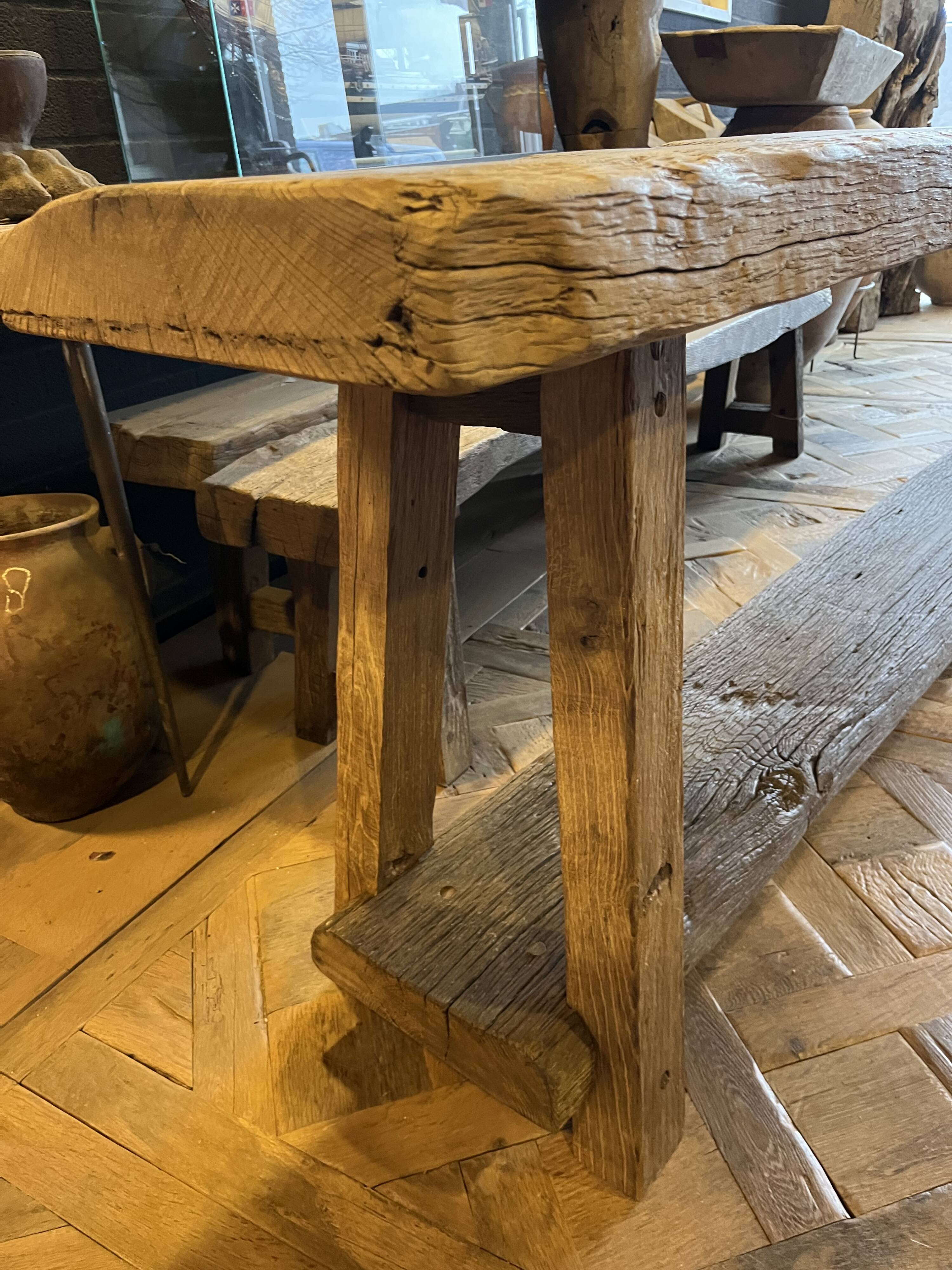 Console haute en chêne massif ancien - 335cm de long | Selency
