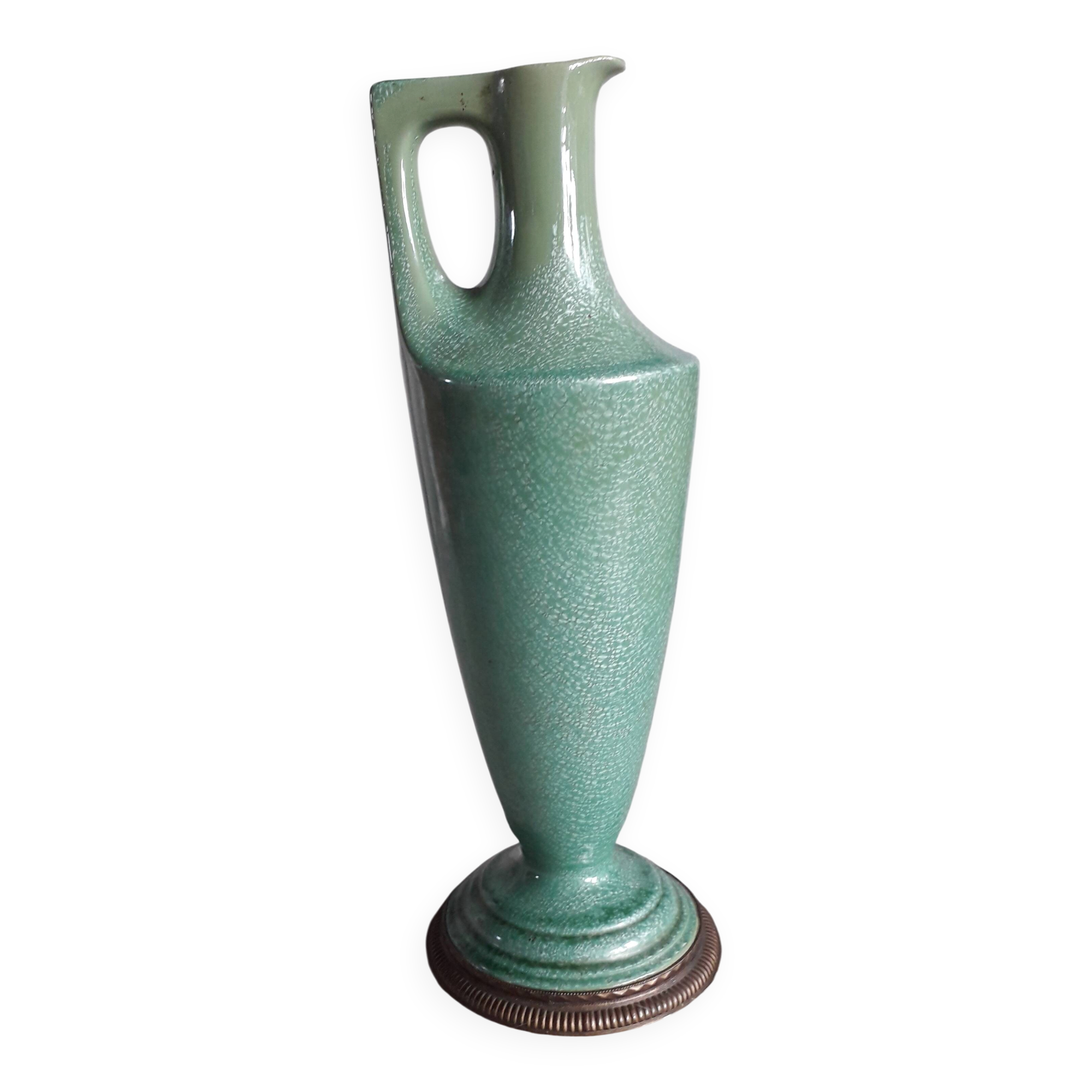 Grand vase vintage des années 30 en céramique signé Sarreguemines | Selency