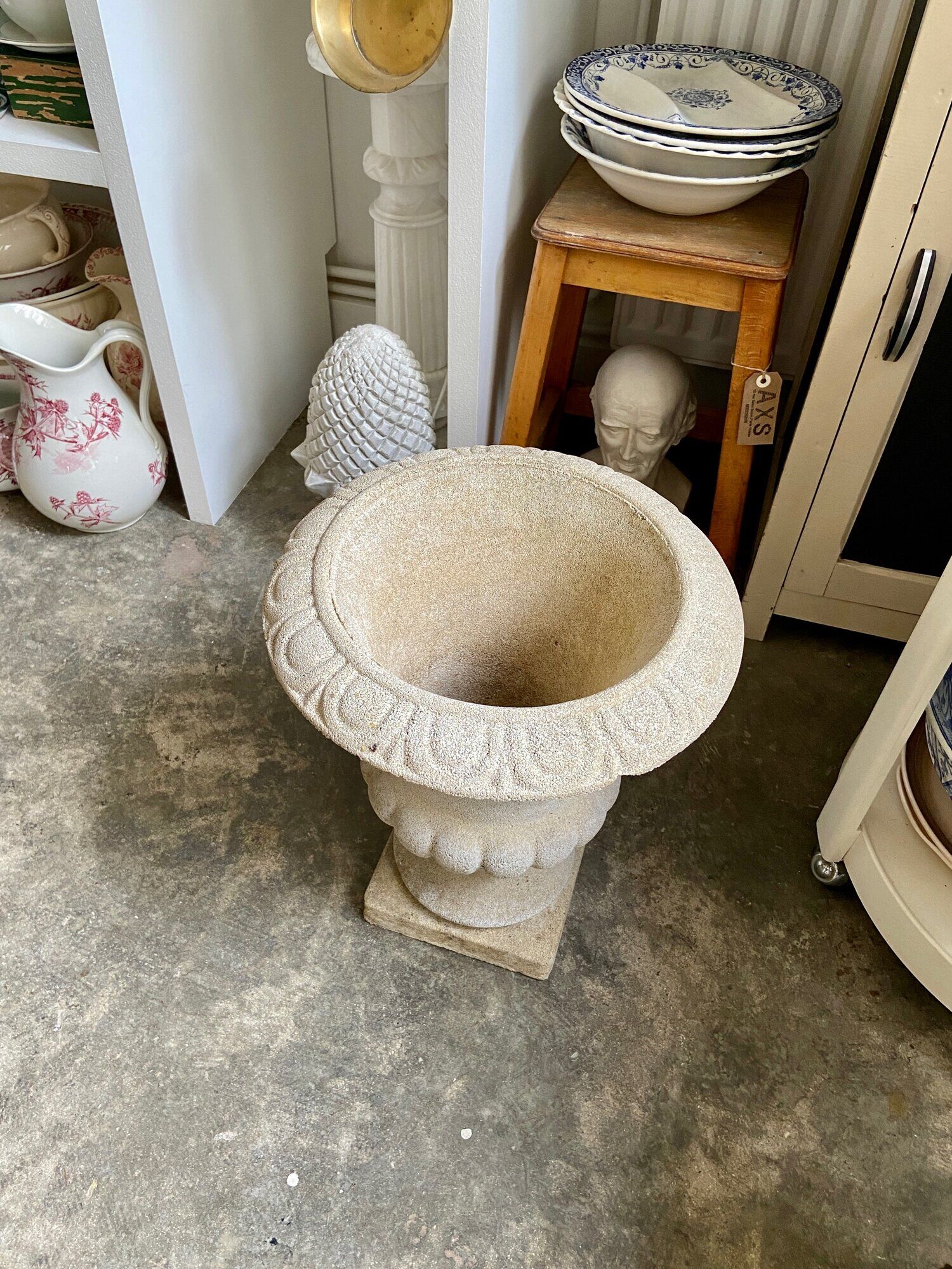 Pot médicis en pierre reconstituée beige h43 cm | Selency