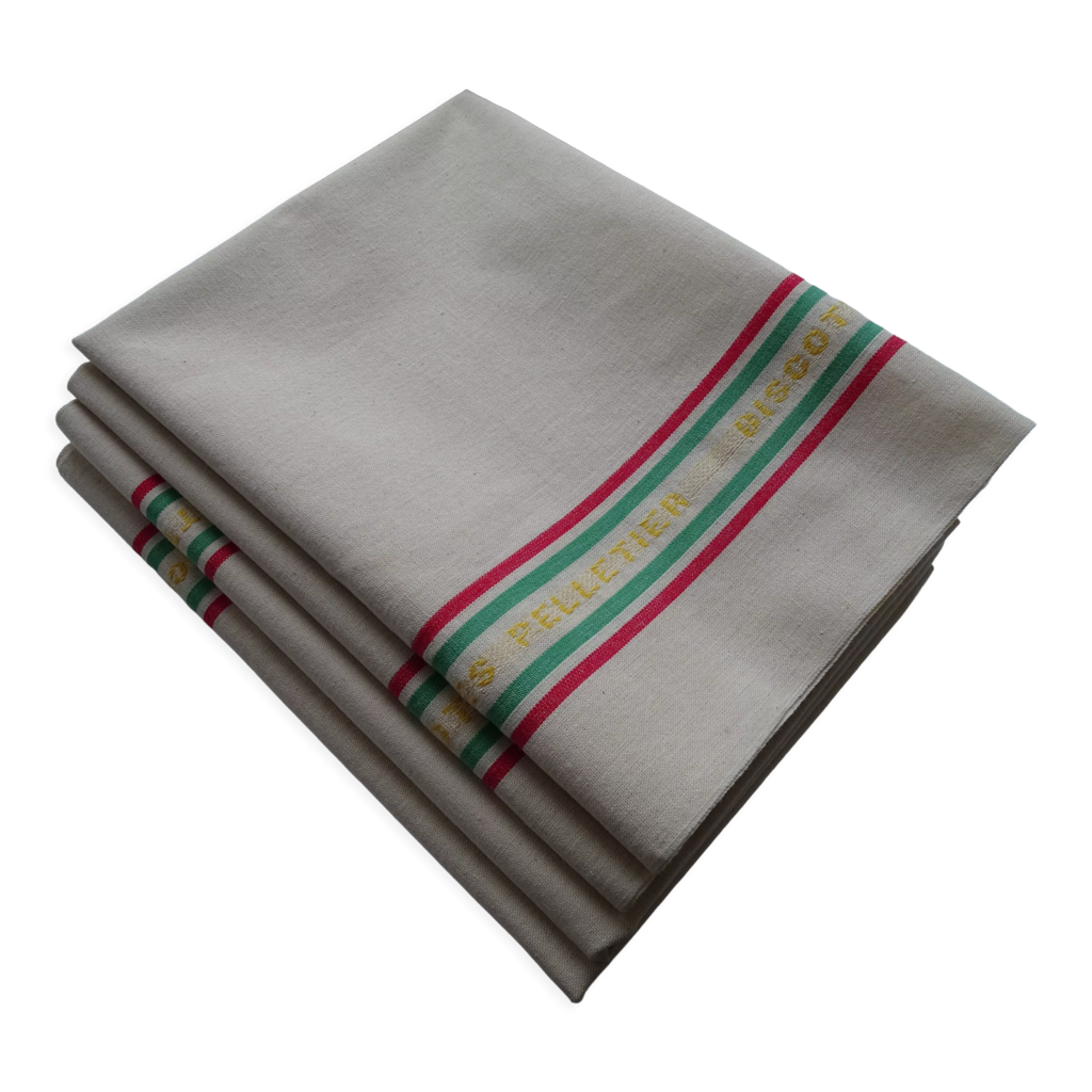 4 torchons lin biscottes pelletier vintage 75 x 50 cm | Selency