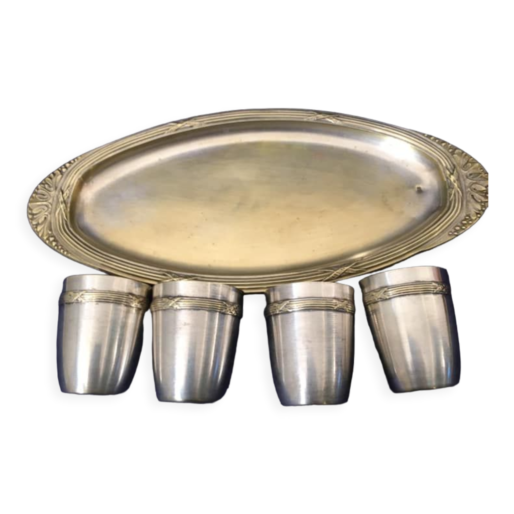 Plateau et 4 timbales en laiton | Selency