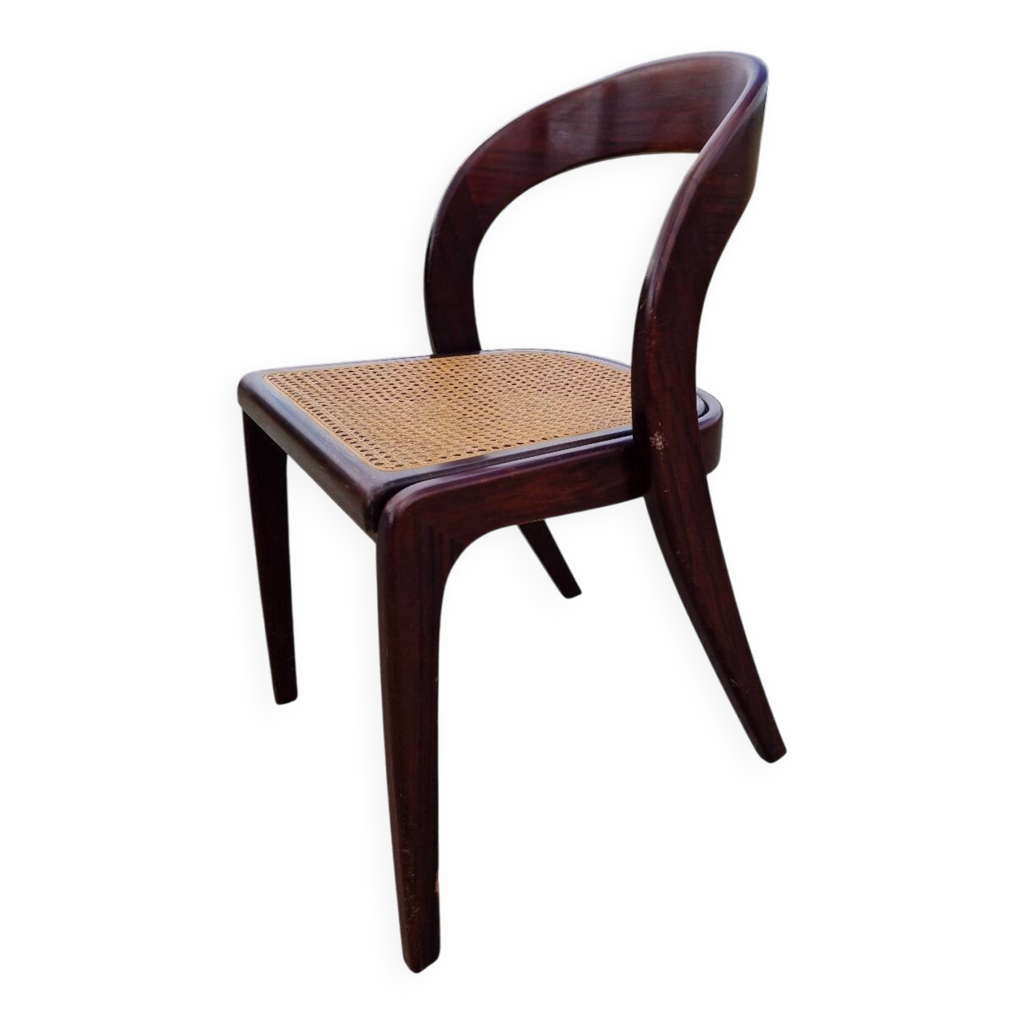 Chaise Baumann gondole en bois et cannage | Selency