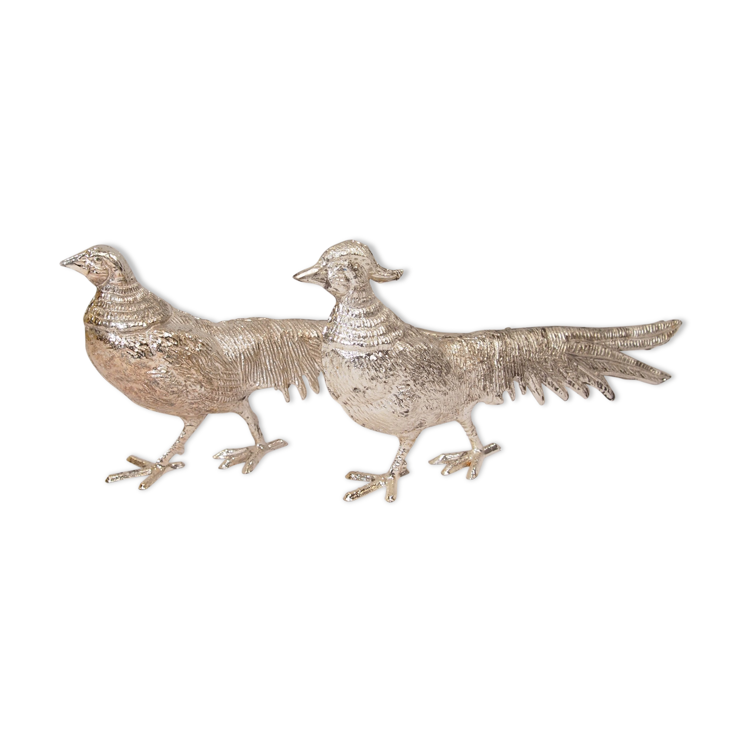 Couple faisan métal argenté vintage EM | Selency