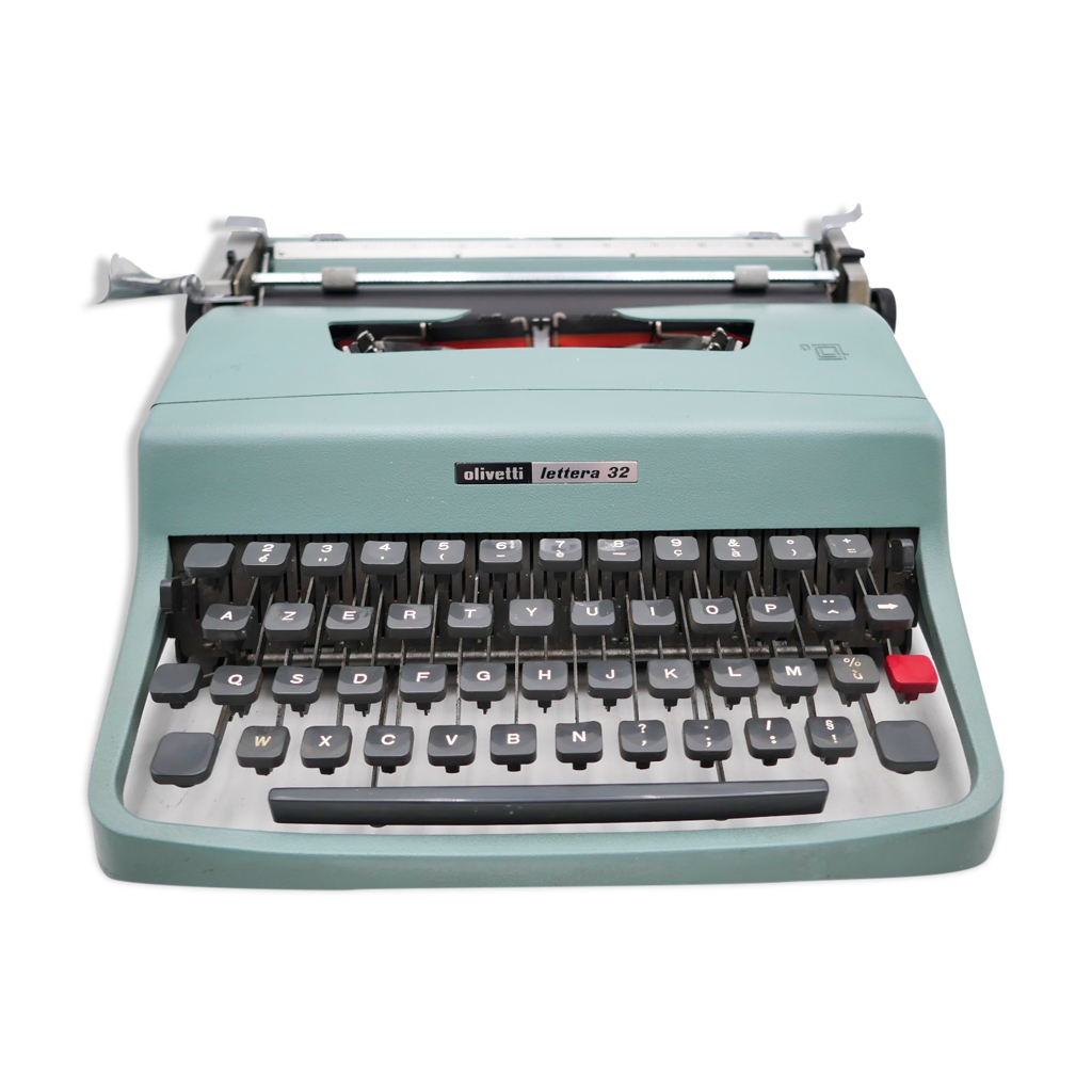 Machine à écrire Olivetti Lettera 32 verte révisée ruban neuf | Selency