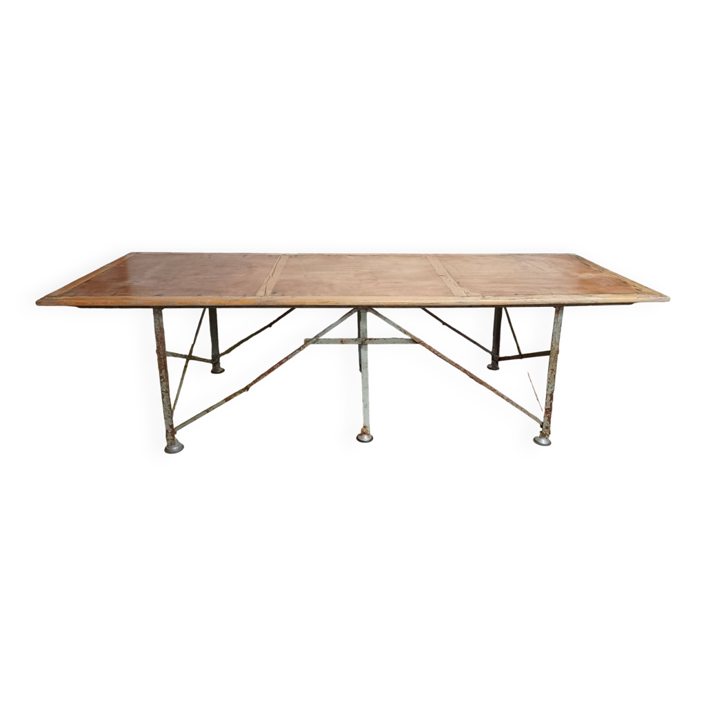 Grande table industrielle métal et hêtre | Selency