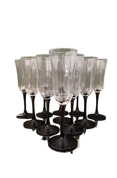 11 flûtes à champagne vintage en verre, Esso, Luminarc | Selency