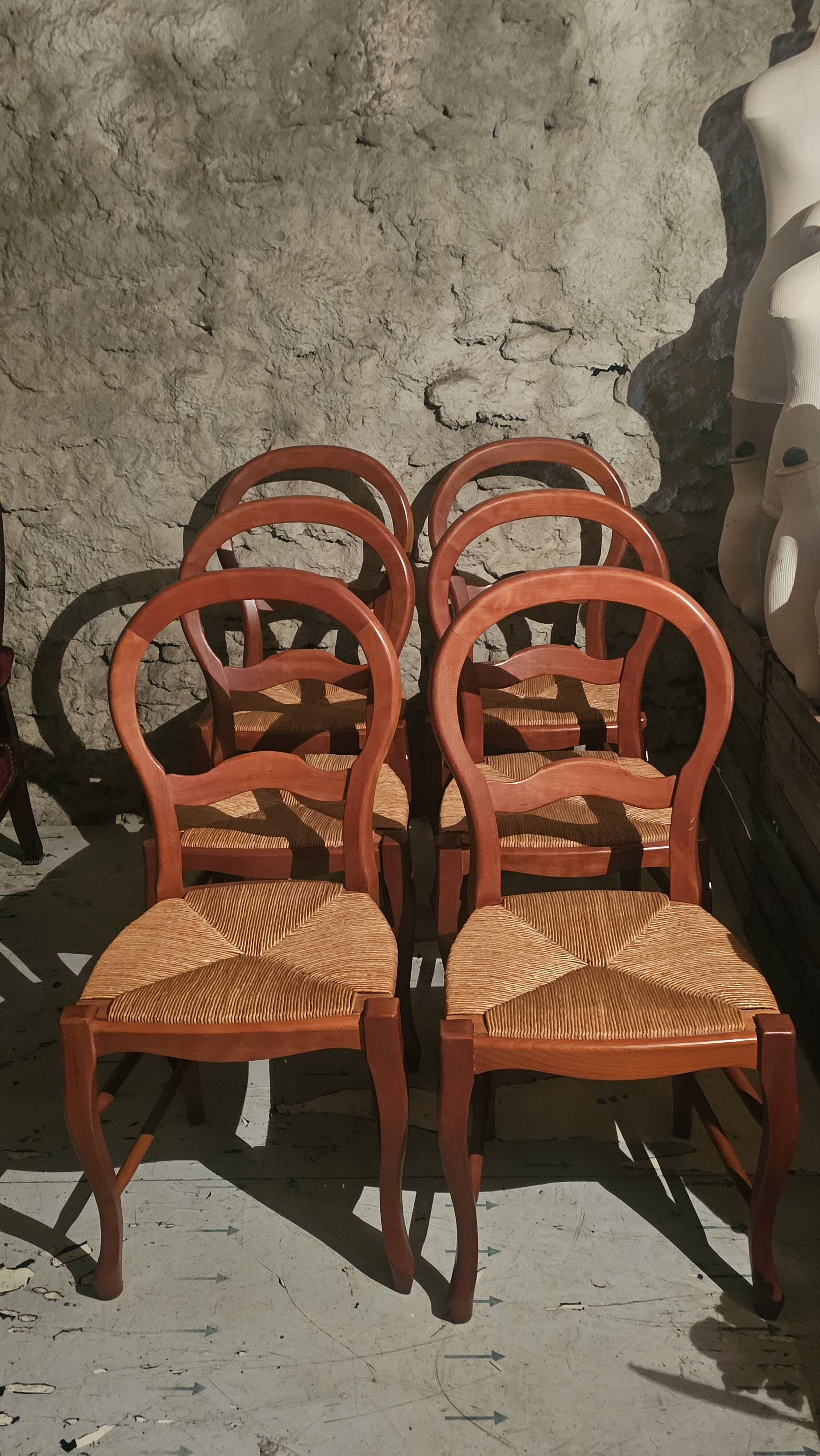 Ensemble de 6 chaises style Louis-Philippe à dossier en bandeau | Selency