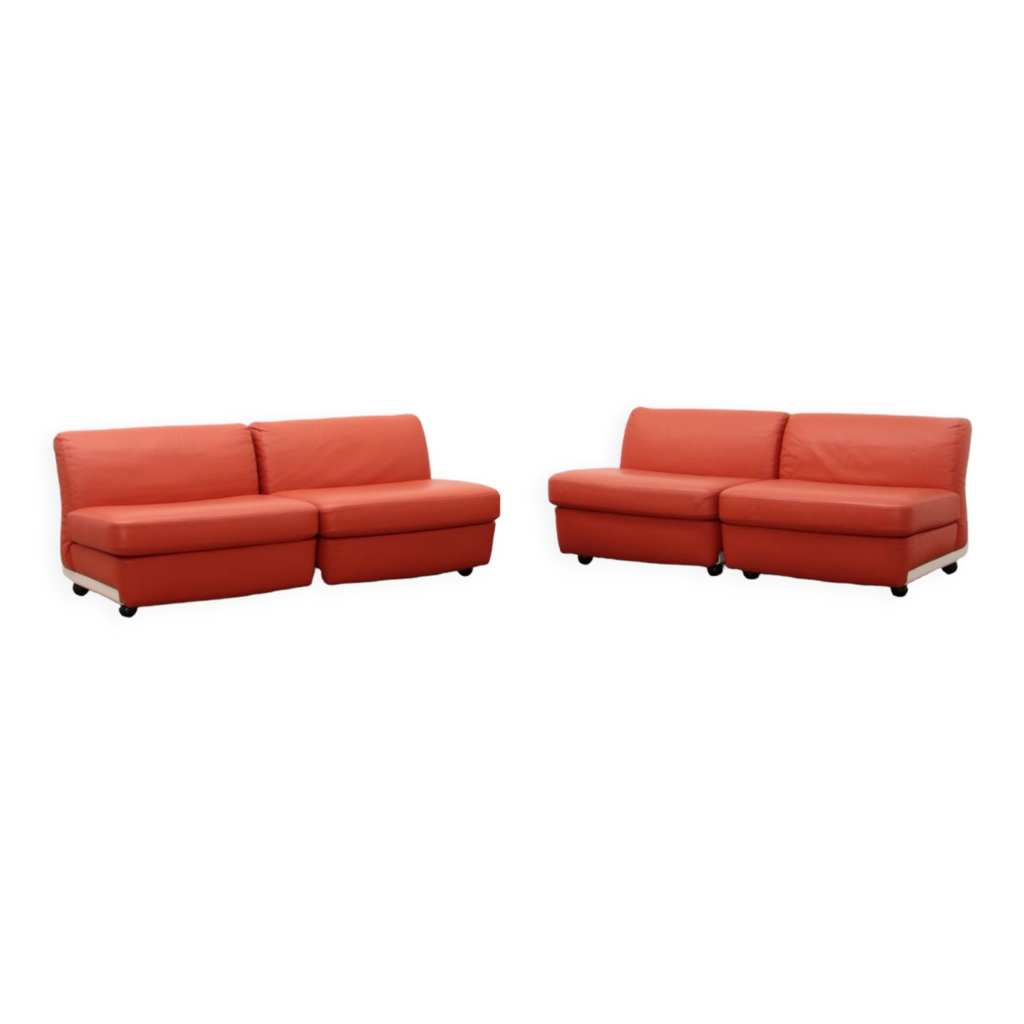 Canapé modulable Mario Bellini Amanta en cuir orange pour C&B Italie ...