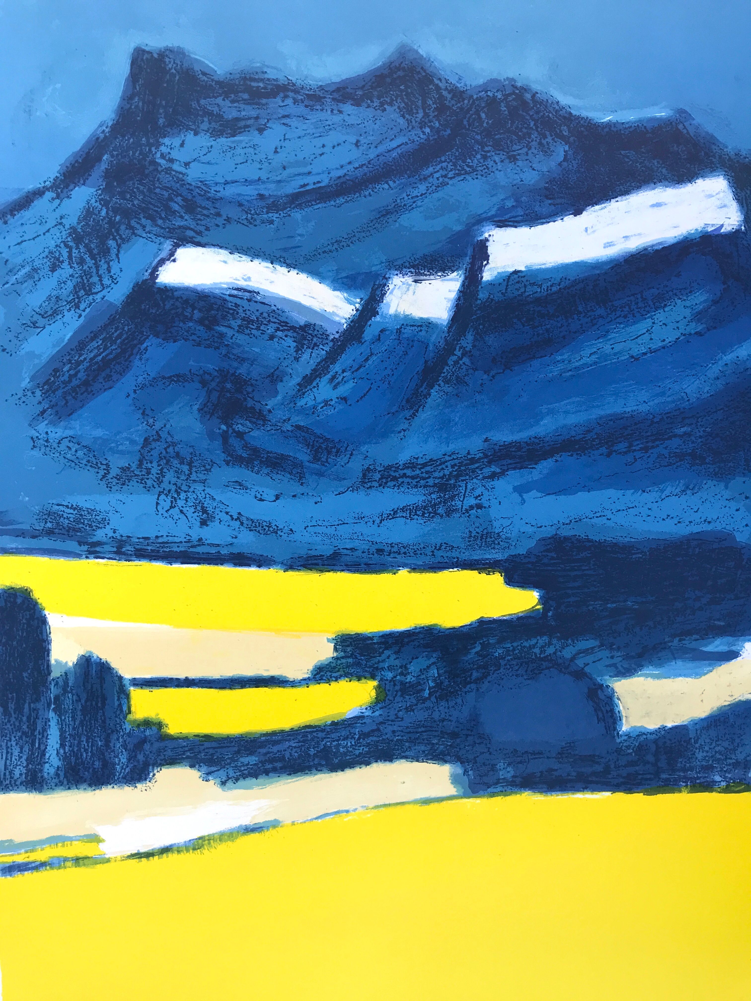 Affiche originale lithographiée de Bernard Cathelin, Hommage à la Drôme ...