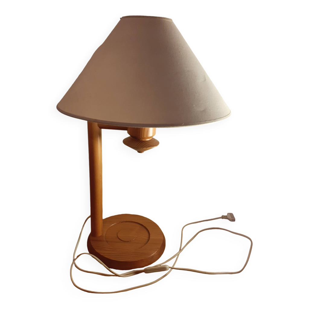 Lampe à poser Ikea années 80 en pin massif modèle B607 - design scandinave vintage | Selency
