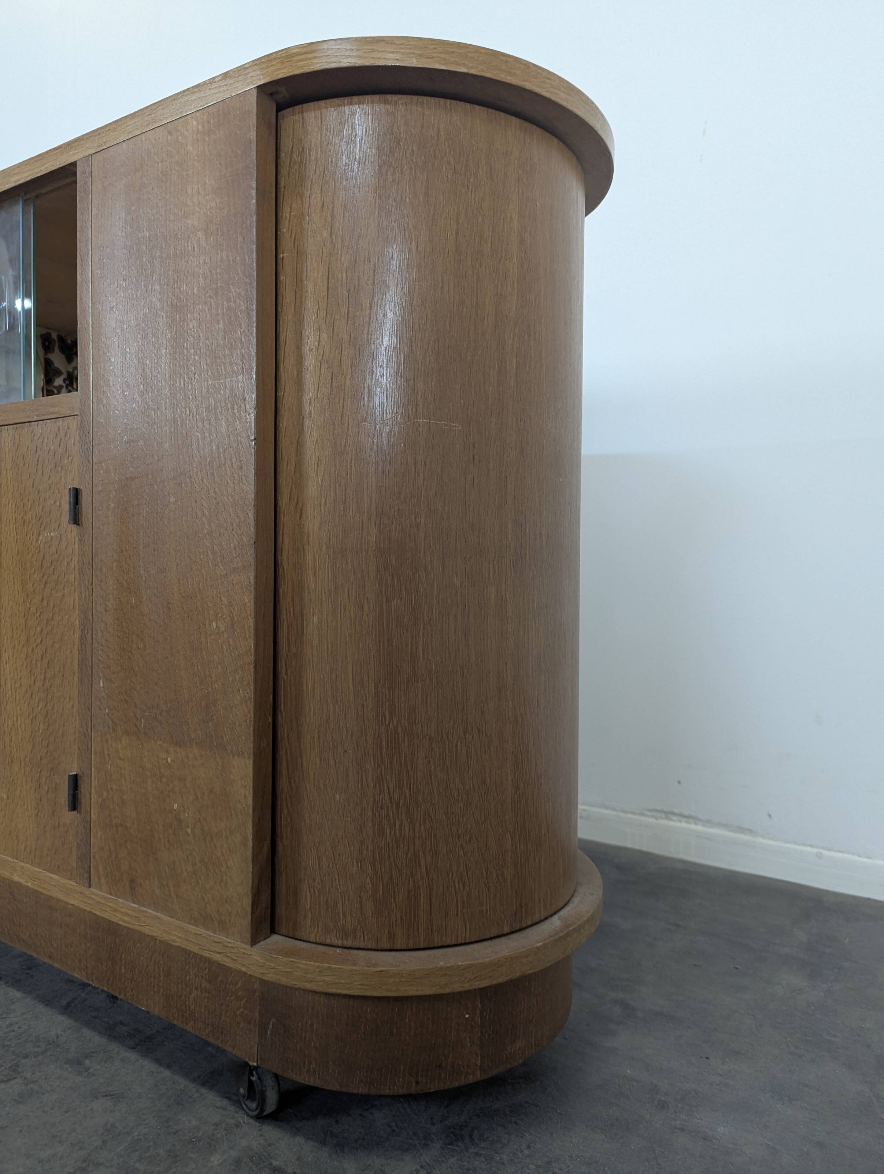 Bar roulant des années 50 en placage chêne et sycomore | Selency