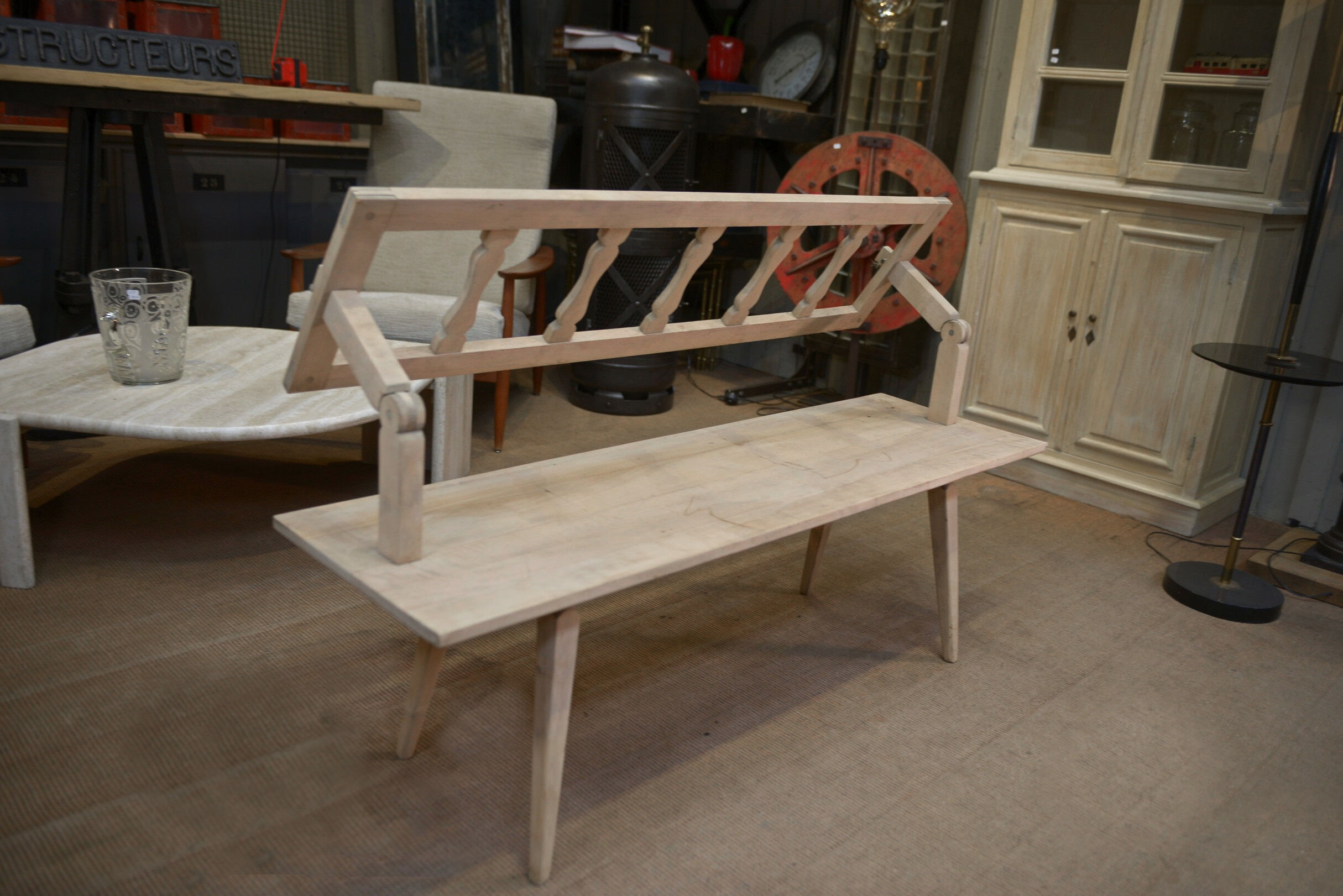 Banc à dossier réversible en hêtre des années 1960 | Selency