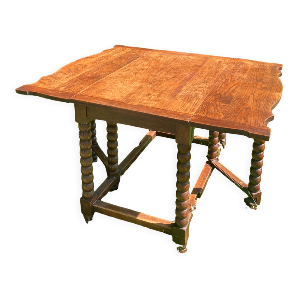 Table de ferme à rallonges extensible espagnole en bois tourné chêne ancienne | Selency