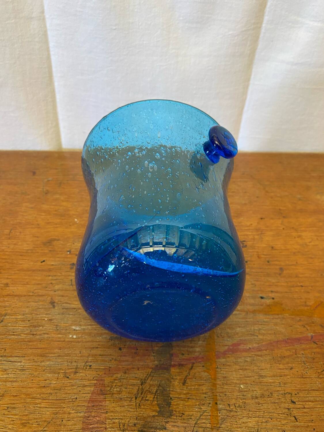 Seau a glace ancien style biot verre soufflé bullé bleu vintage | Selency