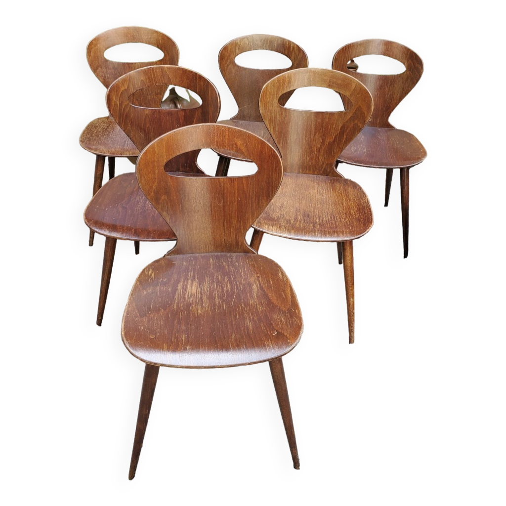 Ensemble de 6 chaises Baumann "fourmi " 1960/70 | Selency