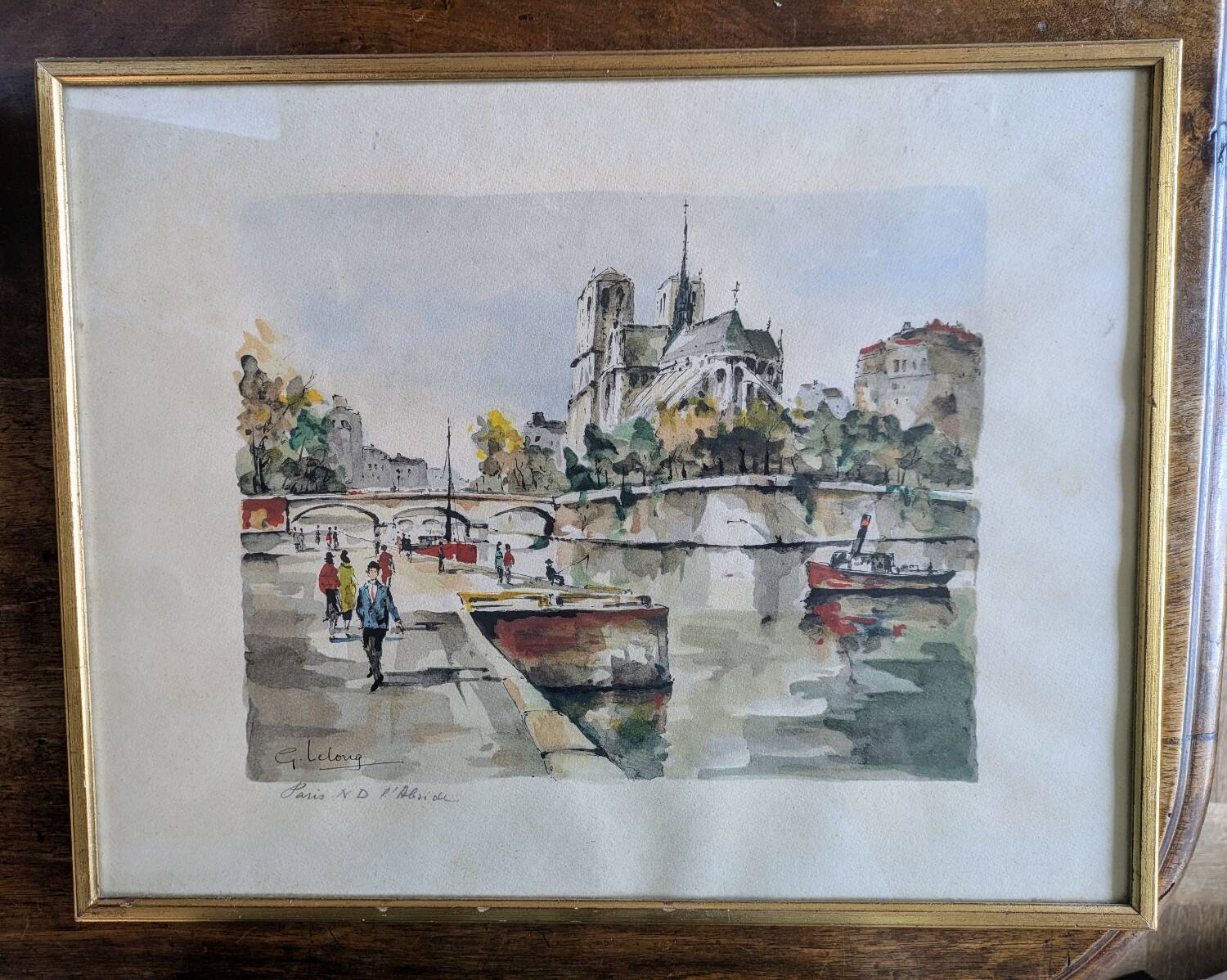 Tableau gravure Notre Dame de Paris. G. Lelong années 50 | Selency