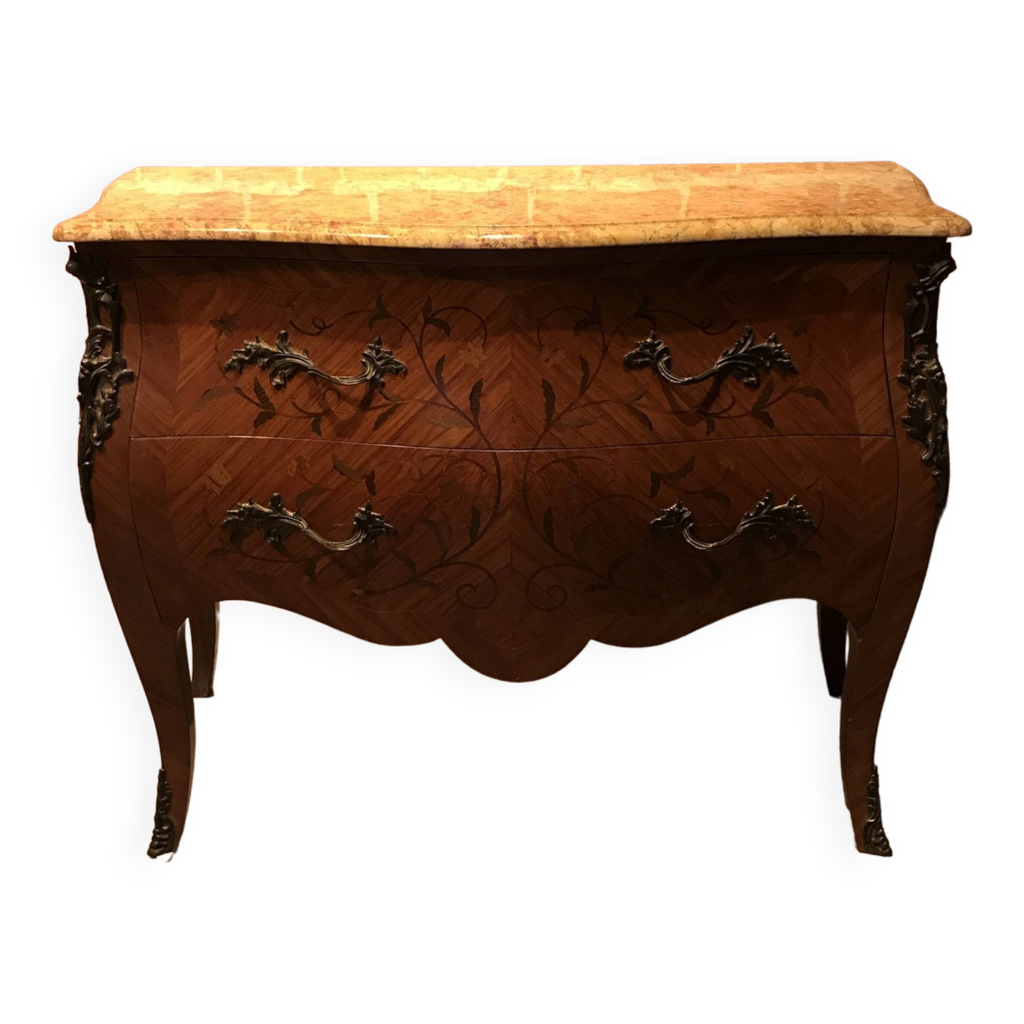 Commode Louis XV avec plateau en marbre rose | Selency