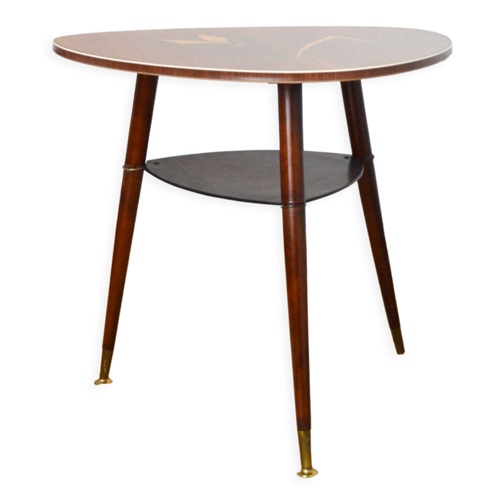 Table tripode bois et formica imprimé vintage 1950s | Selency