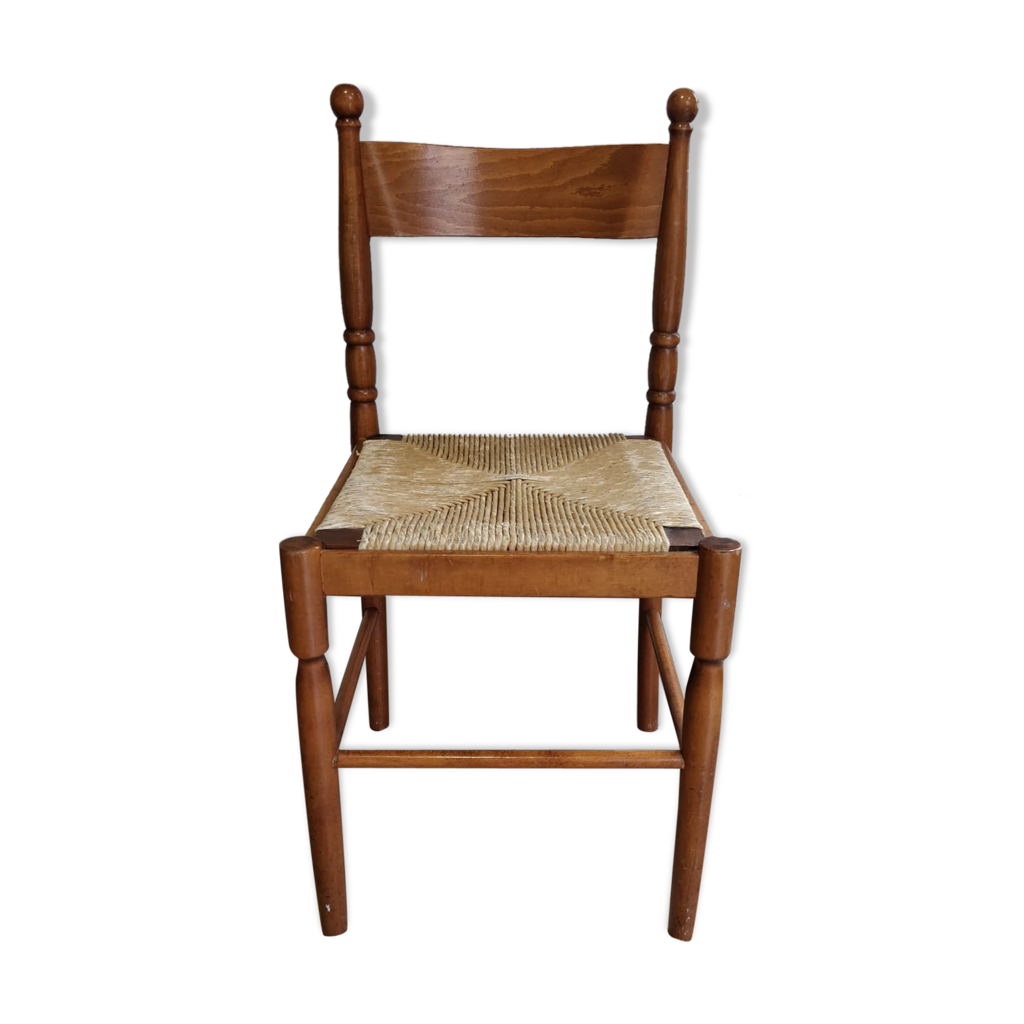 Chaise bois et paille | Selency