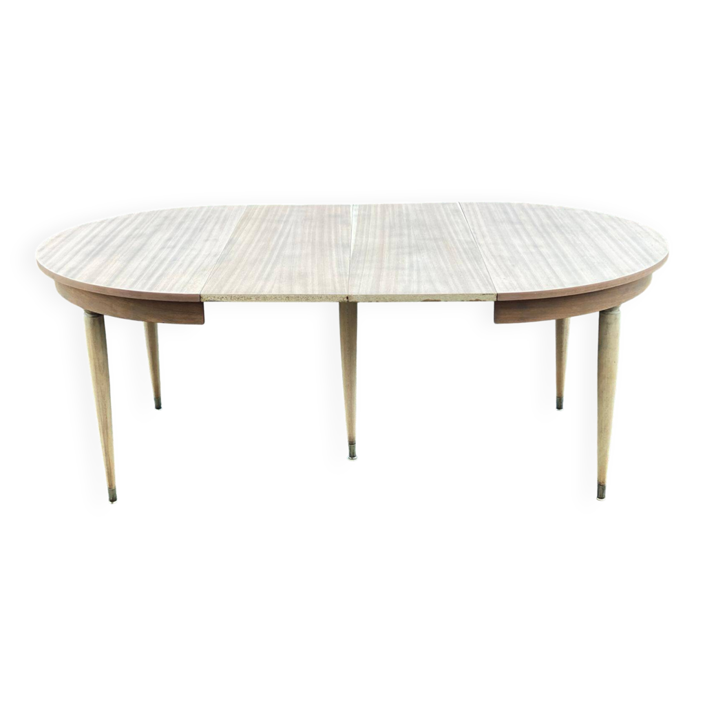 Table à manger scandinave ronde extensible rénovée en bois brut 200cm ...