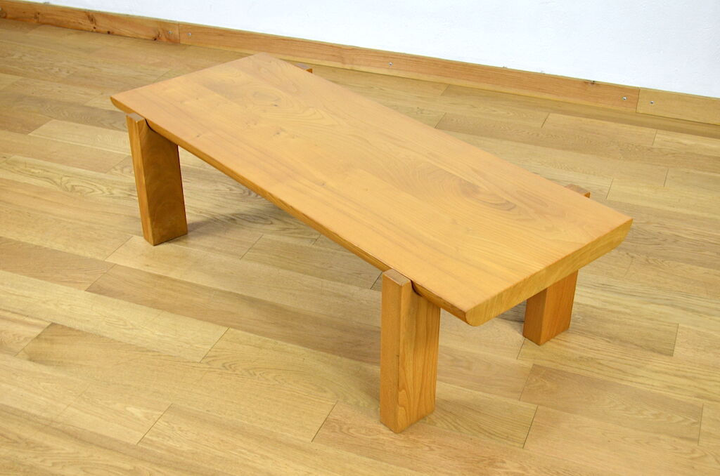 Table basse vintage en orme de Luigi Gorgoni édition roche bobois 1980 | Selency