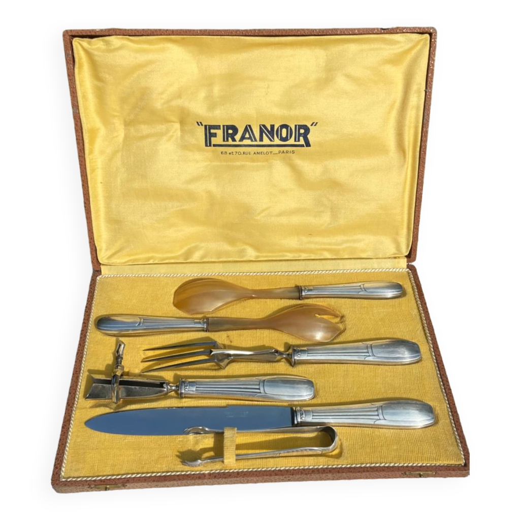 Coffret de couverts de service Art Déco Franor 1930 métal argenté | Selency