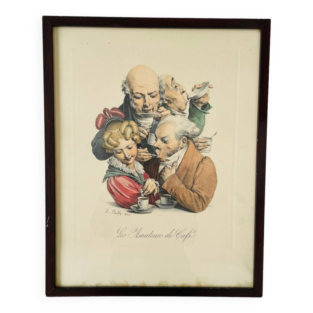Encadrement lithographie « les amateurs de café » l. Boilly 1827 | Selency