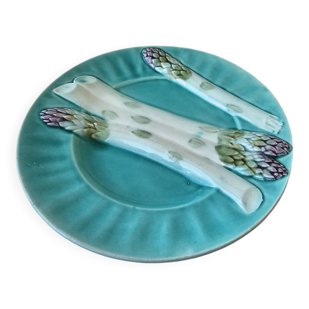 Assiette à asperges Lunéville Keller et Guérin - Art Nouveau | Selency