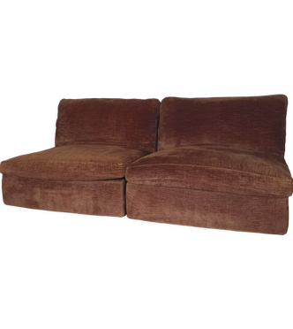 Canapé modulable vintage velours steiner Paris années 70 | Selency