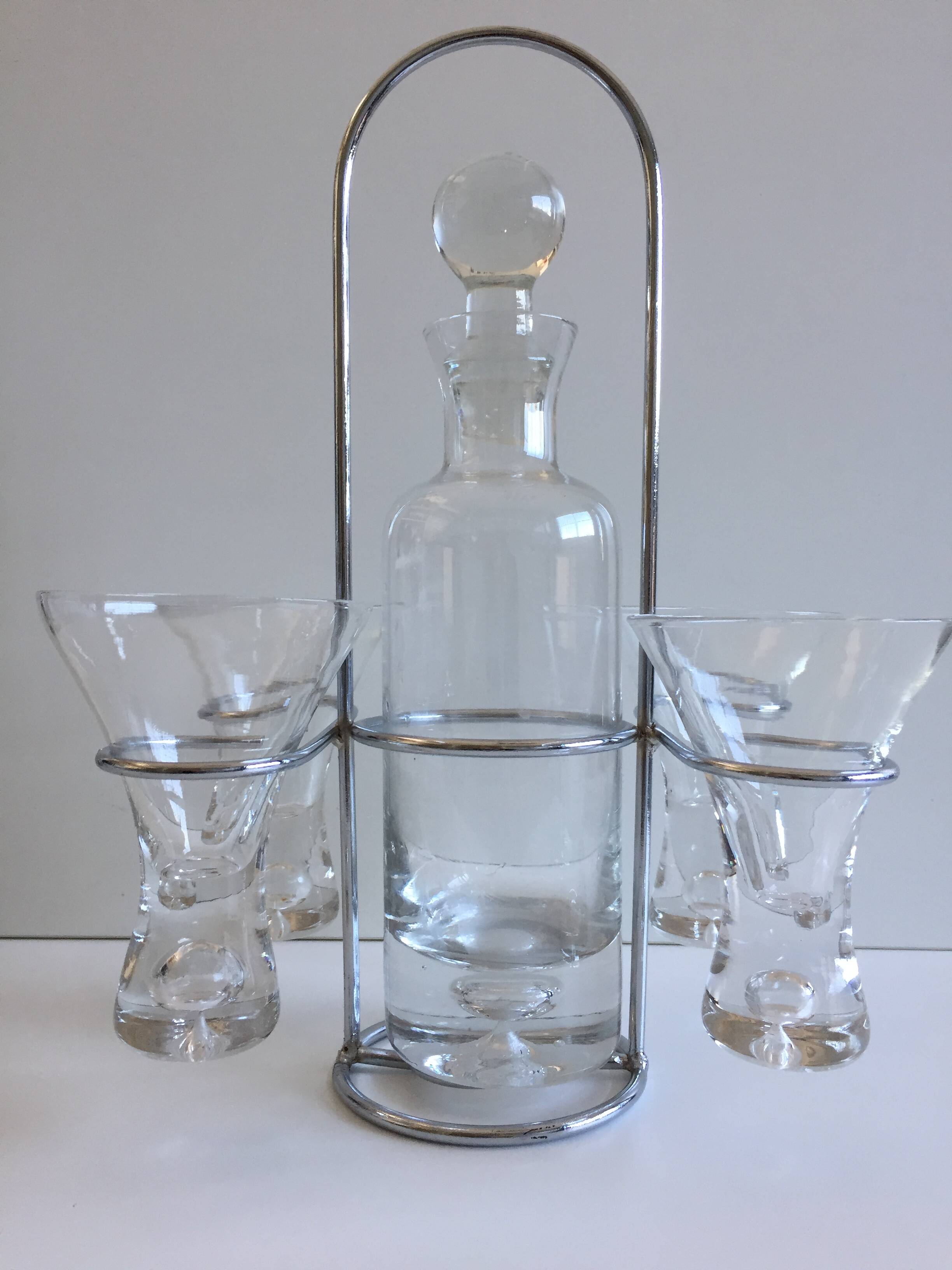 Service à liqueur digestif alcool portatif design verre & métal chromé ...