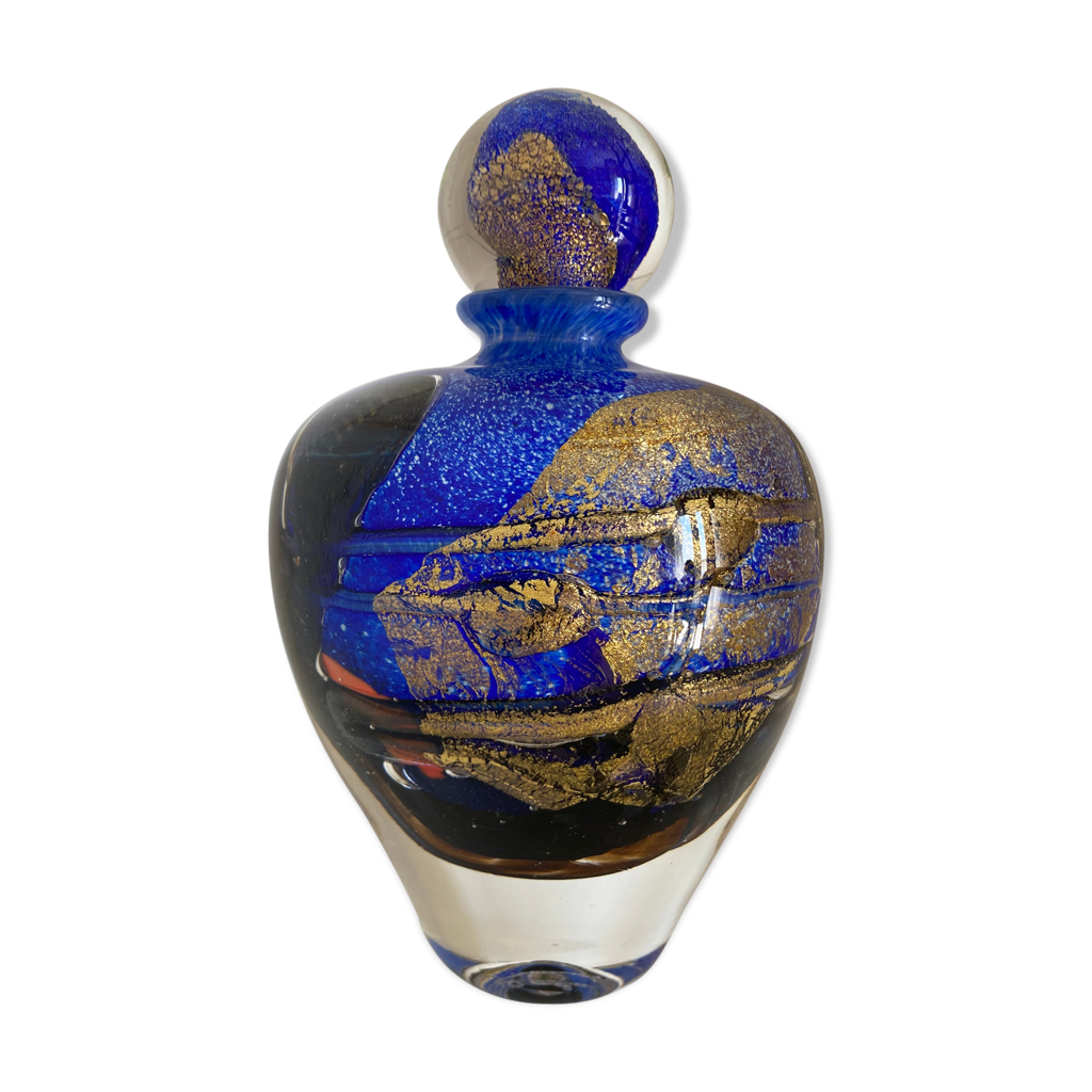 Flacon ovoïde du maître-verrier Jean-Claude Novaro en parfait état ...