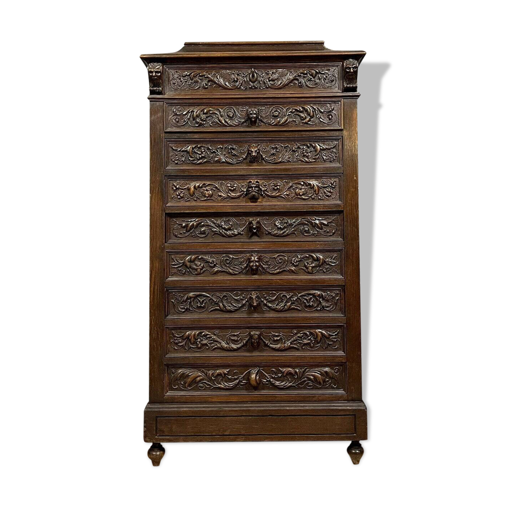 Meuble de collectionneur / chiffonnier style Renaissance en chêne ...