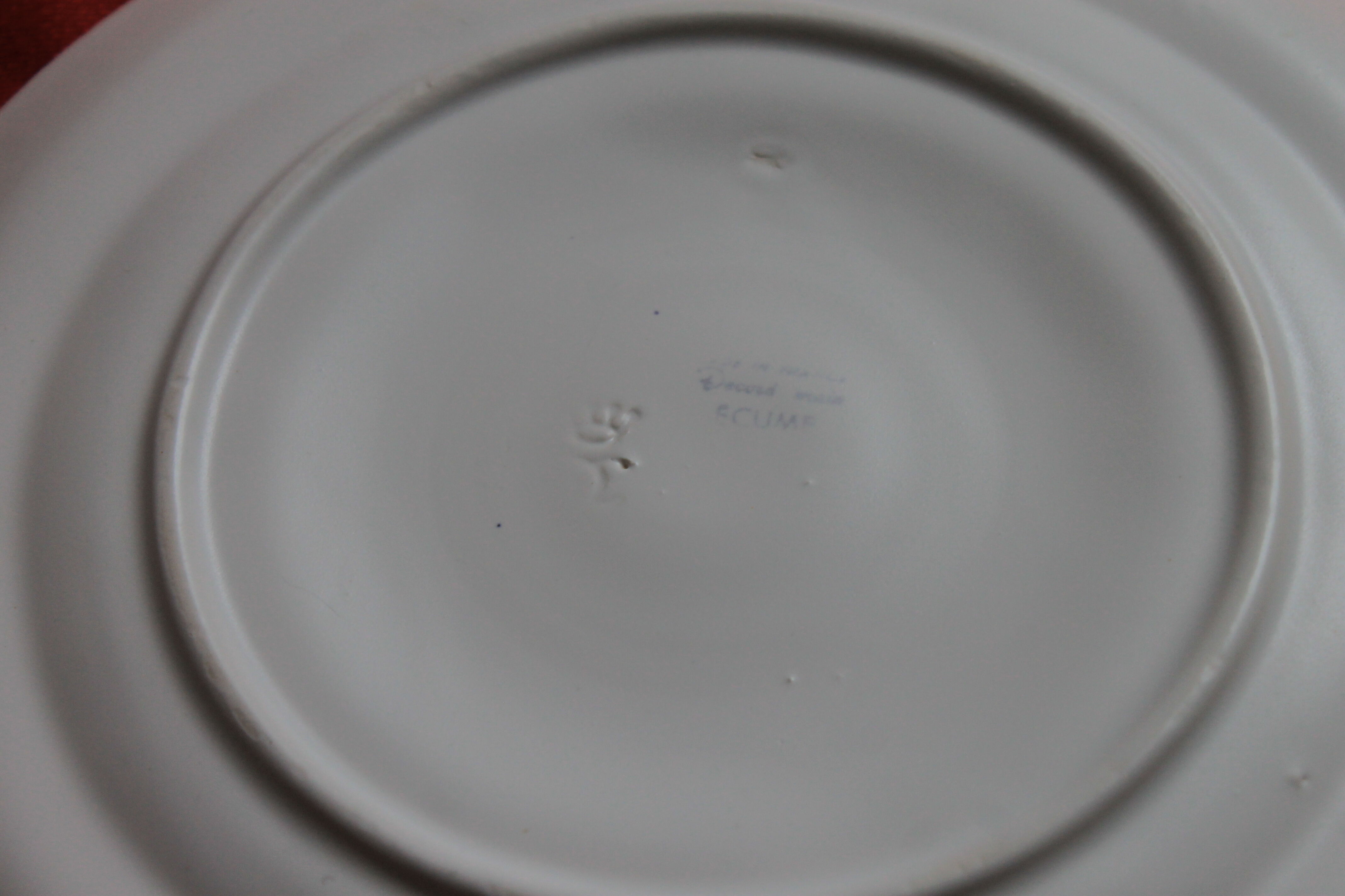 lot de 6 assiettes à huîtres en faïence Niderviller décor écume peint à ...