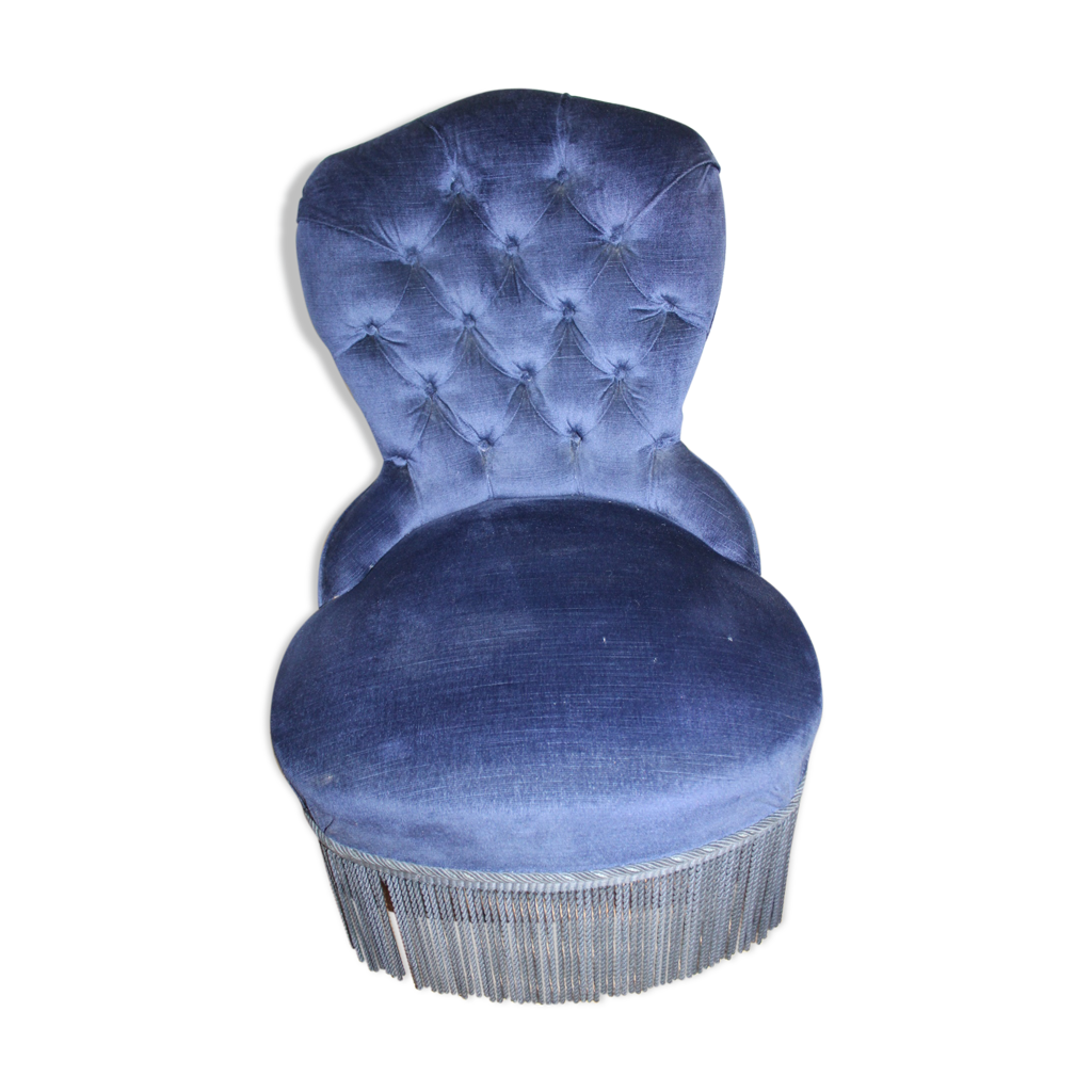 Fauteuil crapaud velours bleu | Selency