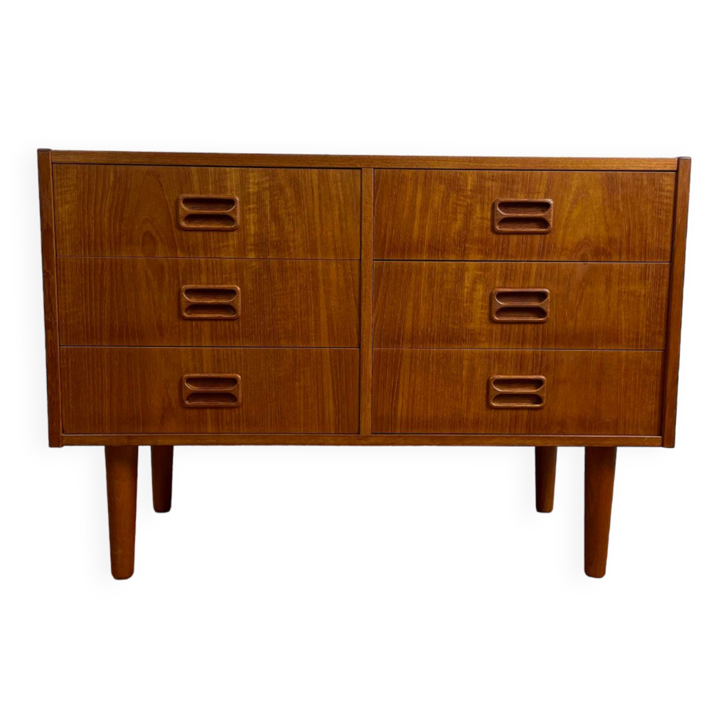 Commode basse scandinave vintage en teck, années 60 | Selency