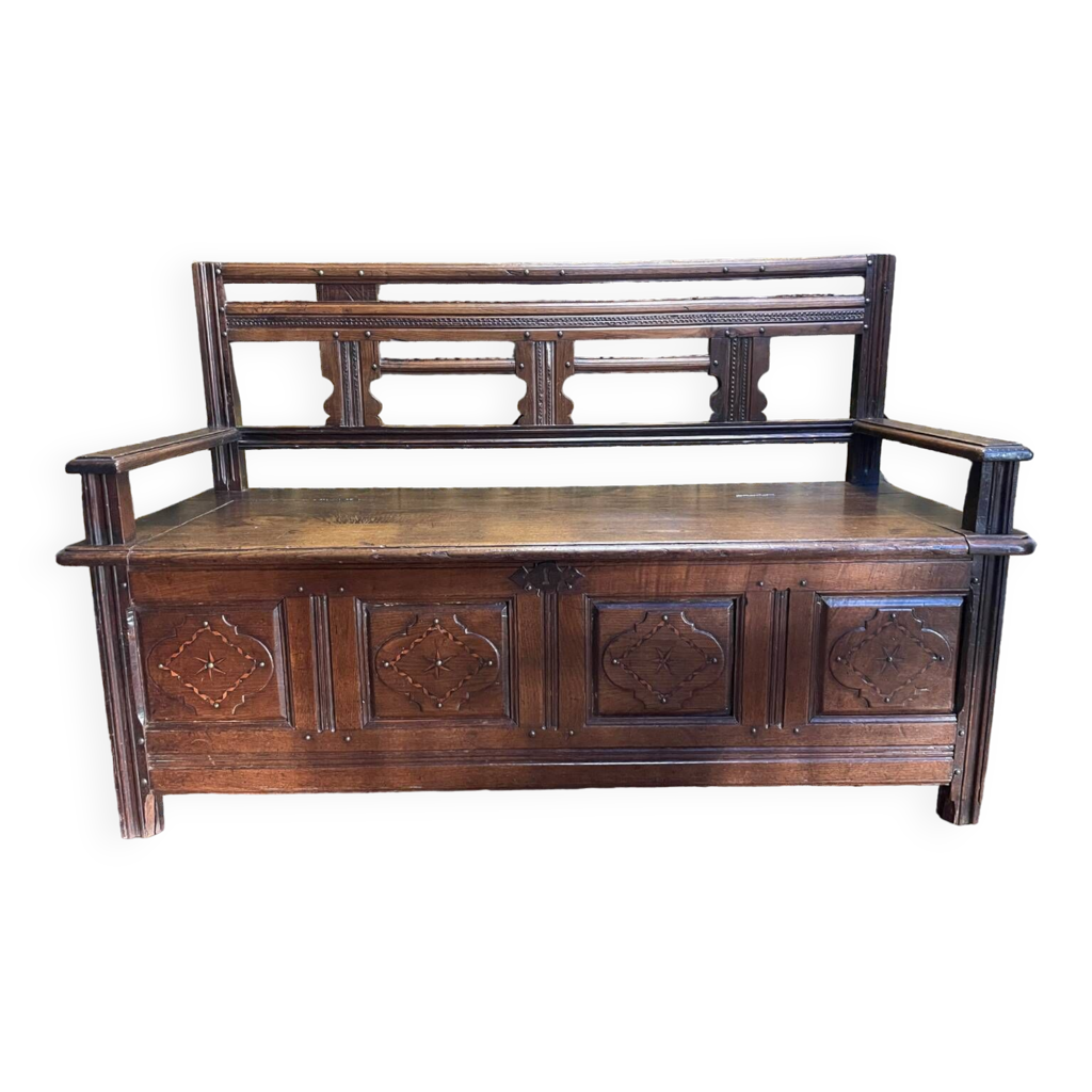 Banc-coffre breton en chêne massif | Selency