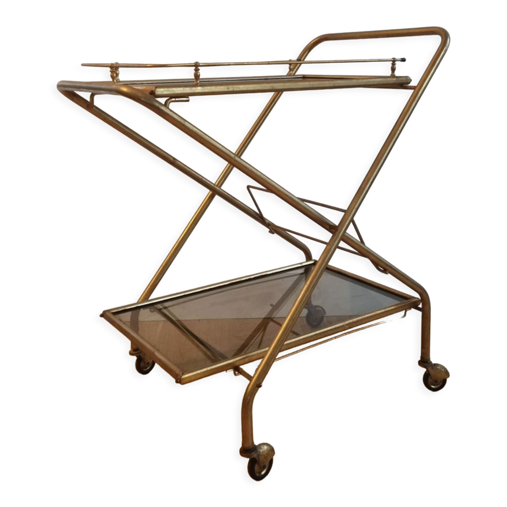 Desserte pliante dorée vintage | Selency