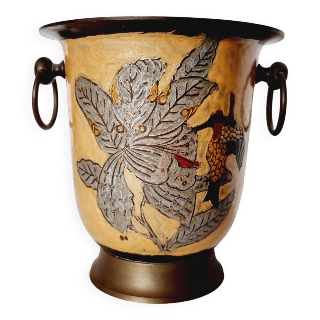 Seau à Champagne de Style Cloisonné ou Seau à Champagne en Bronze des ...