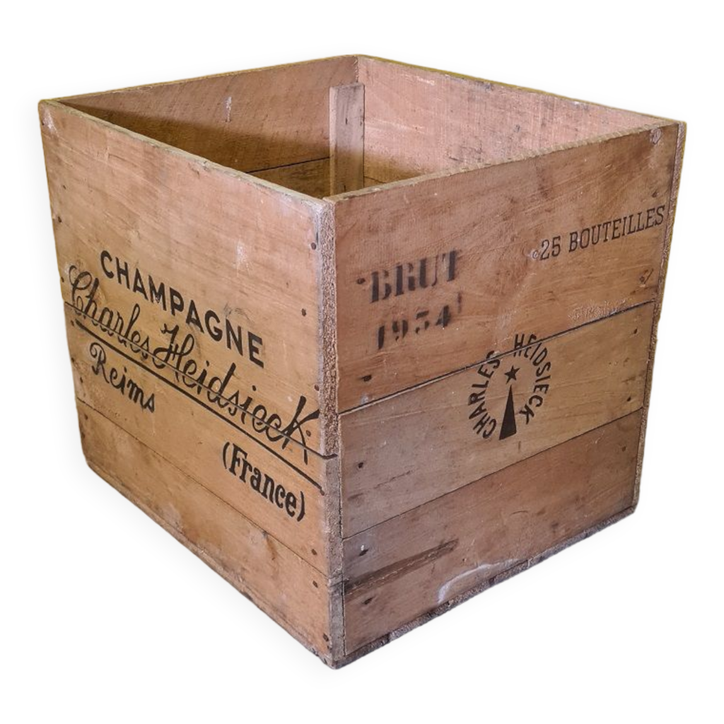 Ancienne boîte de bouteilles de champagne française Charles Heidsieck ...