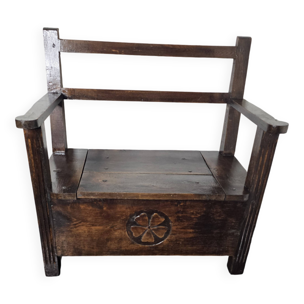 Ancien banc coffre e chêne massif | Selency
