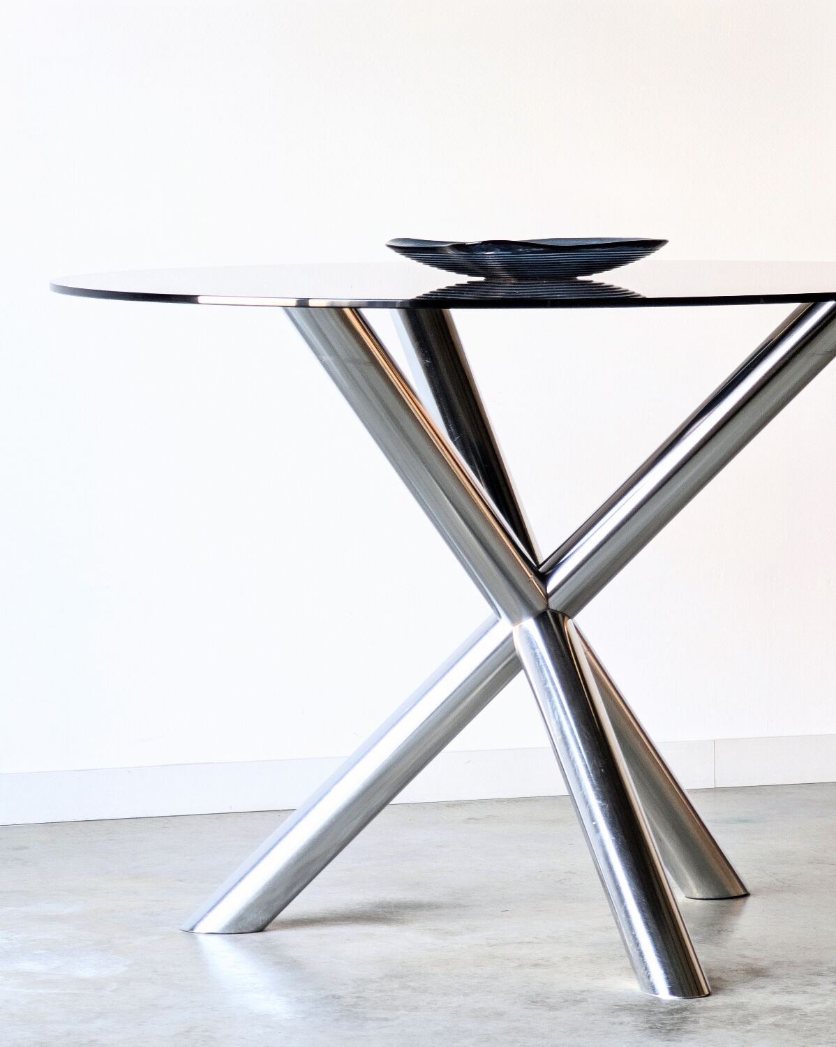 Table ronde en verre vintage, Renato Zevi édition Roche Bobois, 1970 ...