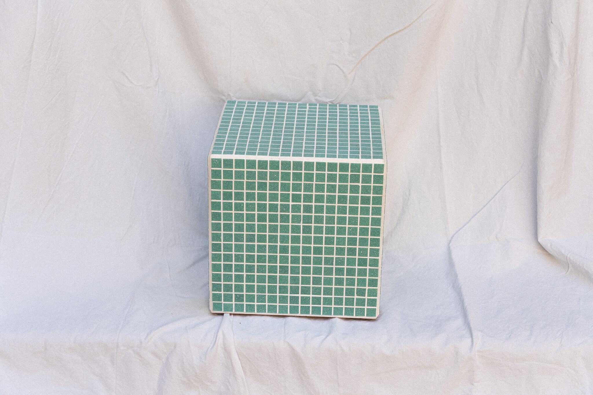 Cube bleu céladon table d'appoint 33x33 cm | Selency