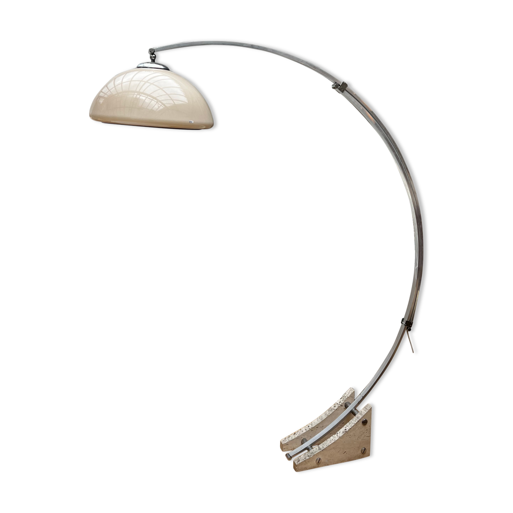 Lampadaire arco pied en travertin vintage des années 1970 | Selency