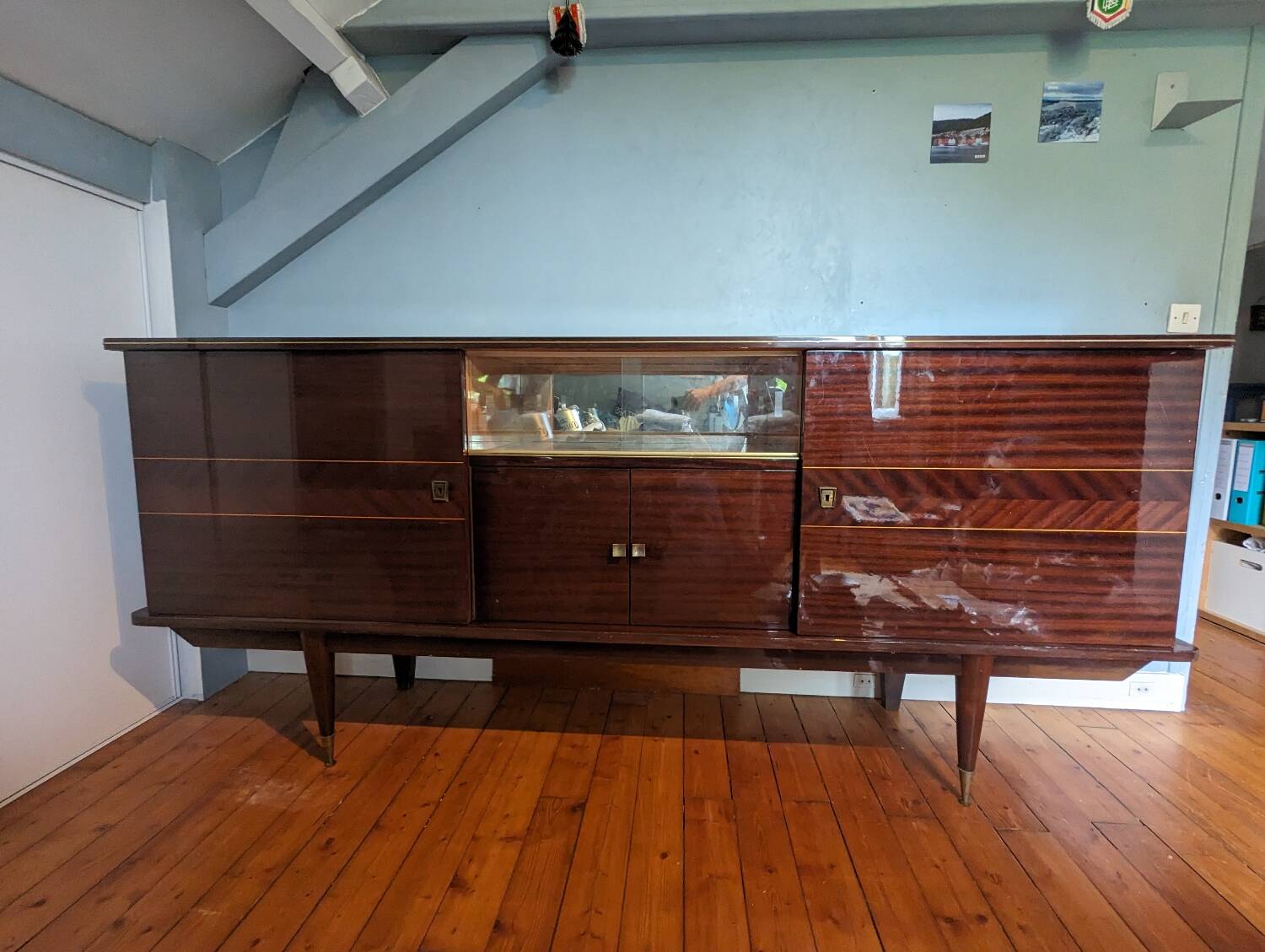 Enfilade/Buffet vintage en placage acajou - style année 70 | Selency