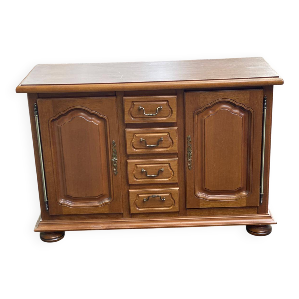 Buffet anglais 2 portes et 4 tiroirs en bois massif | Selency