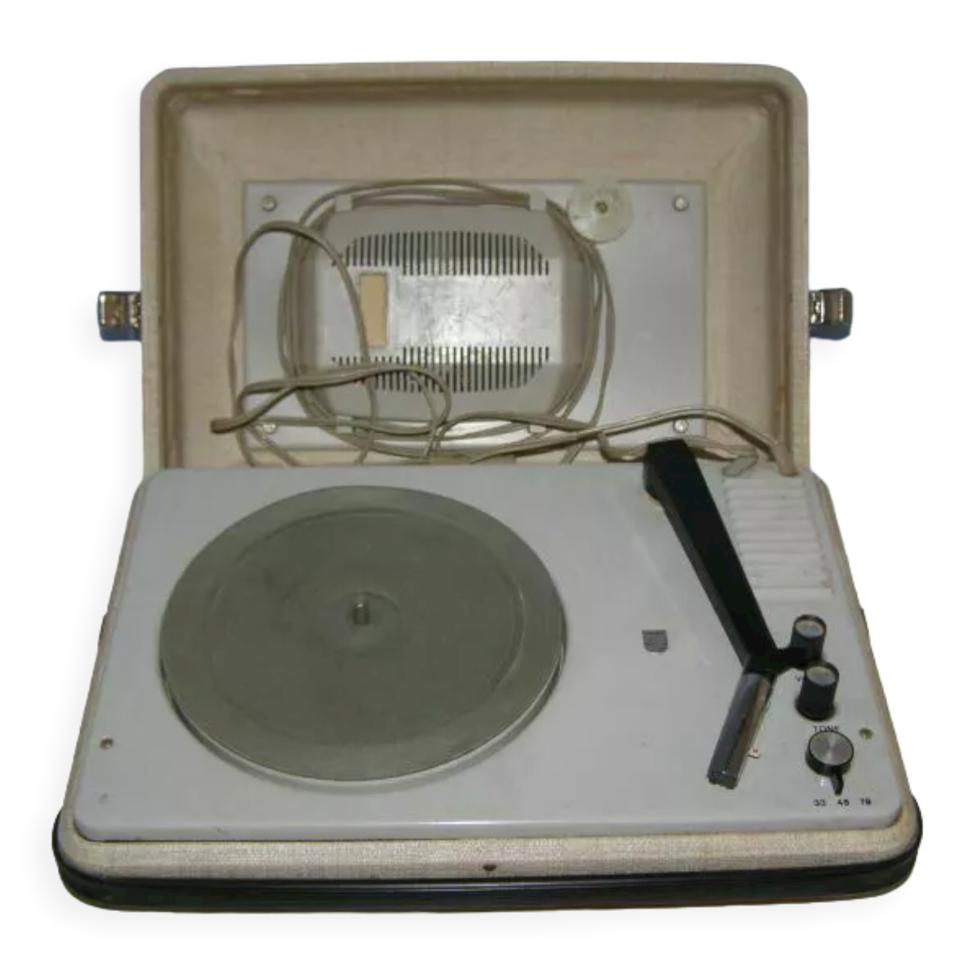 Electrophone vintage "Philips" avec sa poignée de transport | Selency