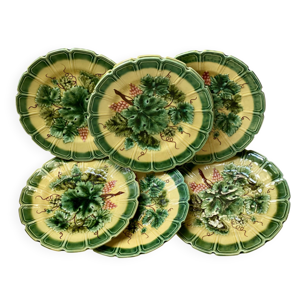 Service de 7 assiettes barbotines raisin Sarreguemines | Selency