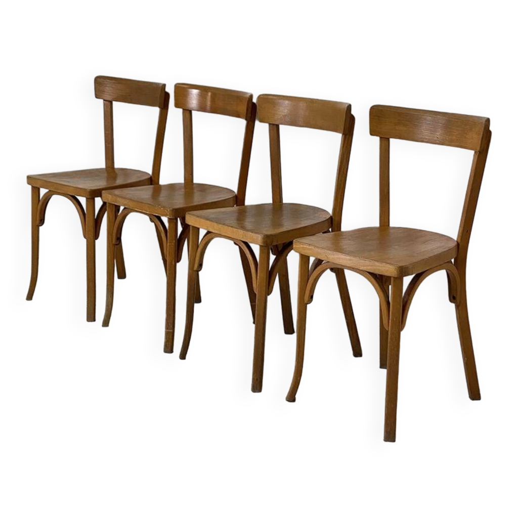 Ensemble de 4 chaises bistrot Baumann vintage 50's | Selency
