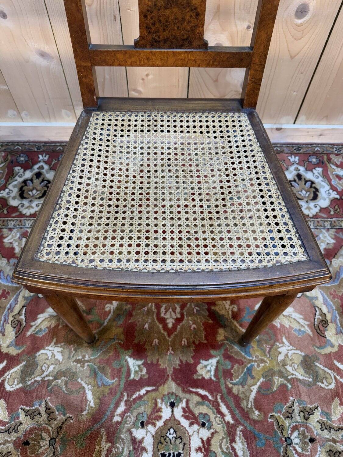 Suite de 6 chaises époque Art Déco en marqueterie et cannage | Selency