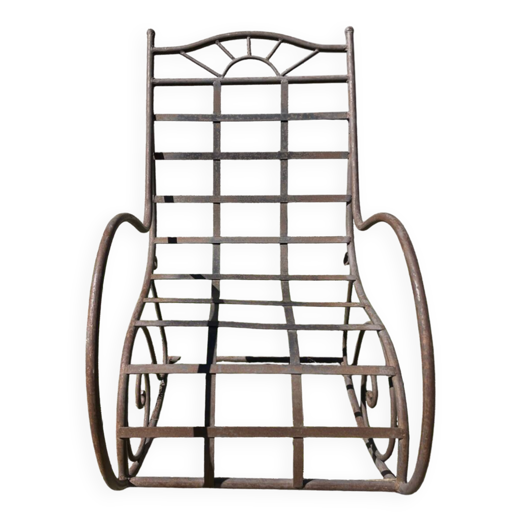 Superbe et rare rocking chair xxl véritable fer forgé | Selency